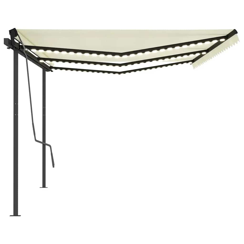 Toldo retráctil manual con postes color crema 6x3 m | Leroy Merlin