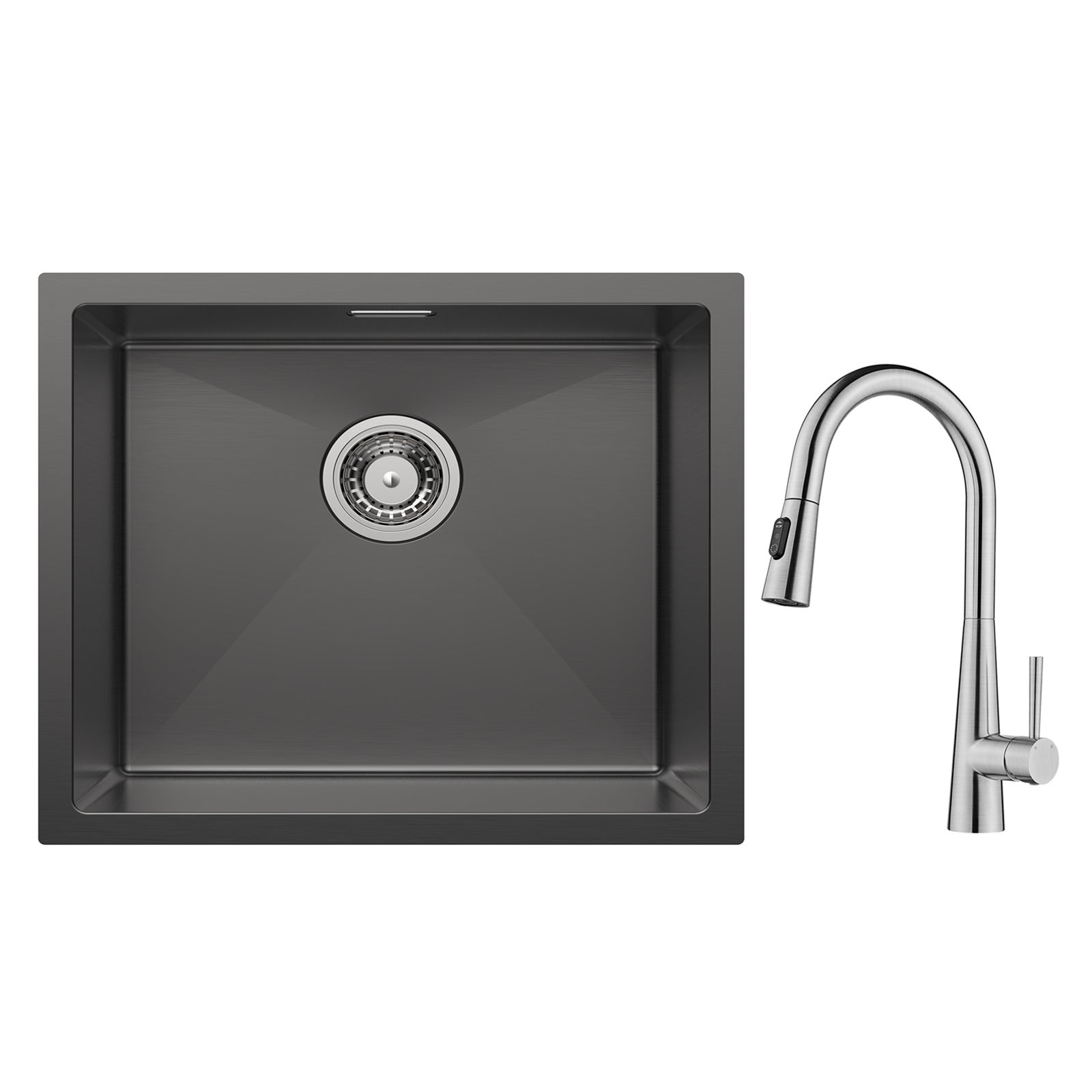 Cecipa max Évier 1 Bac 50*44cm Évier de Cuisine en Inox Noir Anthracite ...