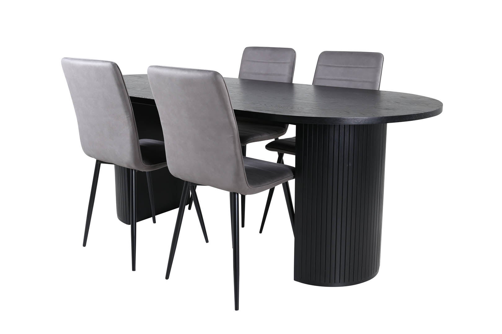 BiancaBL ensemble table, table noir et 4 Windu Lyx chaises gris ...