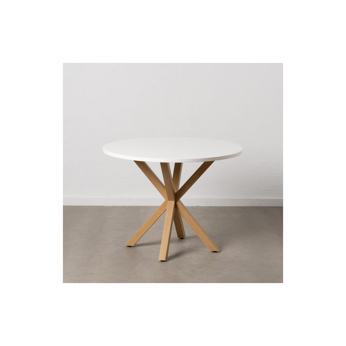 Table de repas ronde Blanc/Métal Bois - BALOO | Leroy Merlin
