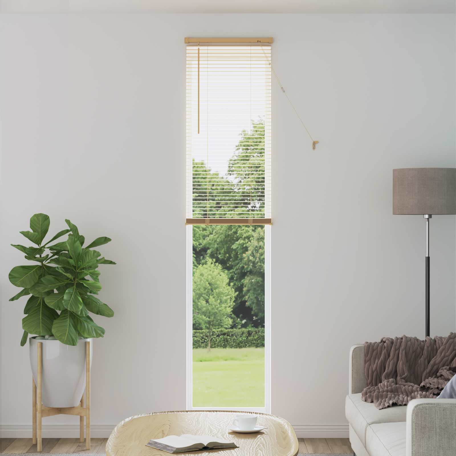 Tenda veneziana regolabile, marrone chiaro con motivo, 213 x 60 cm, PVC ...