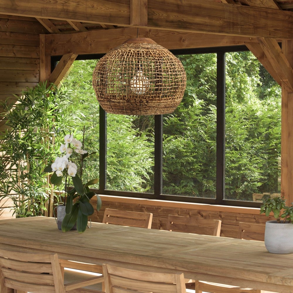 SIXTINE - Suspension 'boule' 60x60cm en bois teck et rotin naturelle ...