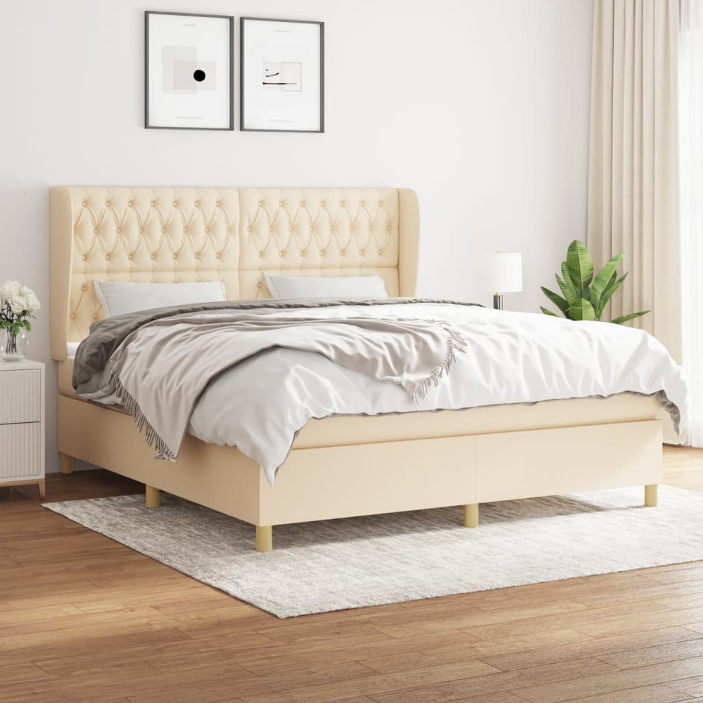 Cama box spring con colchón tela color crema 180x200 cm | Leroy Merlin