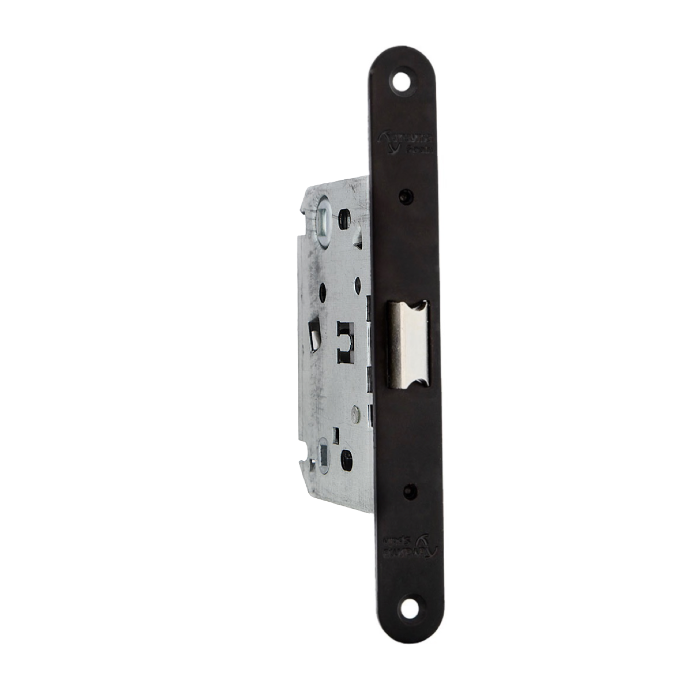 Serrure à larder réversible noire 70mm, têtière bouts ronds, pour ...