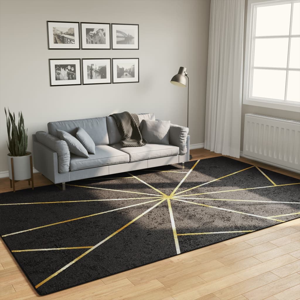 Tapis lavable noir et doré 190x300 cm antidérapant vidaXL | Leroy Merlin