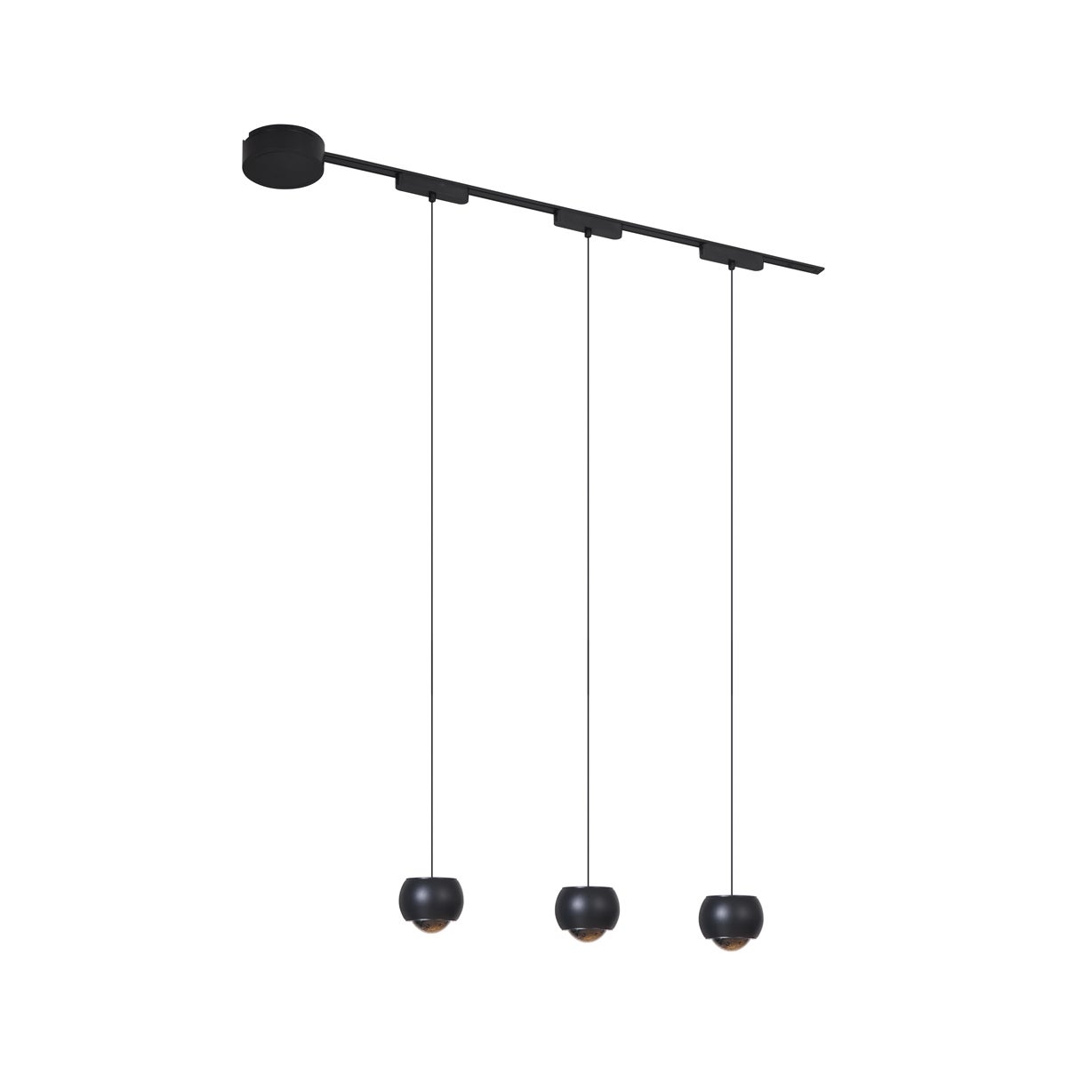 Sistema de iluminación de riel moderno con 3 luces colgantes negras ...
