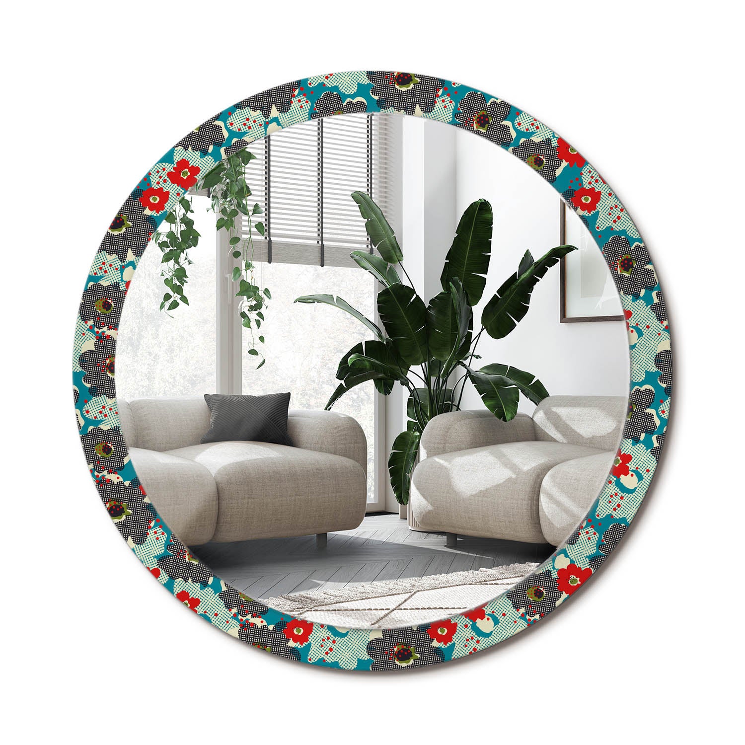 Espejo redondo decorativo impreso | 100cm - 86cm | Wallfluent | Motivo ...