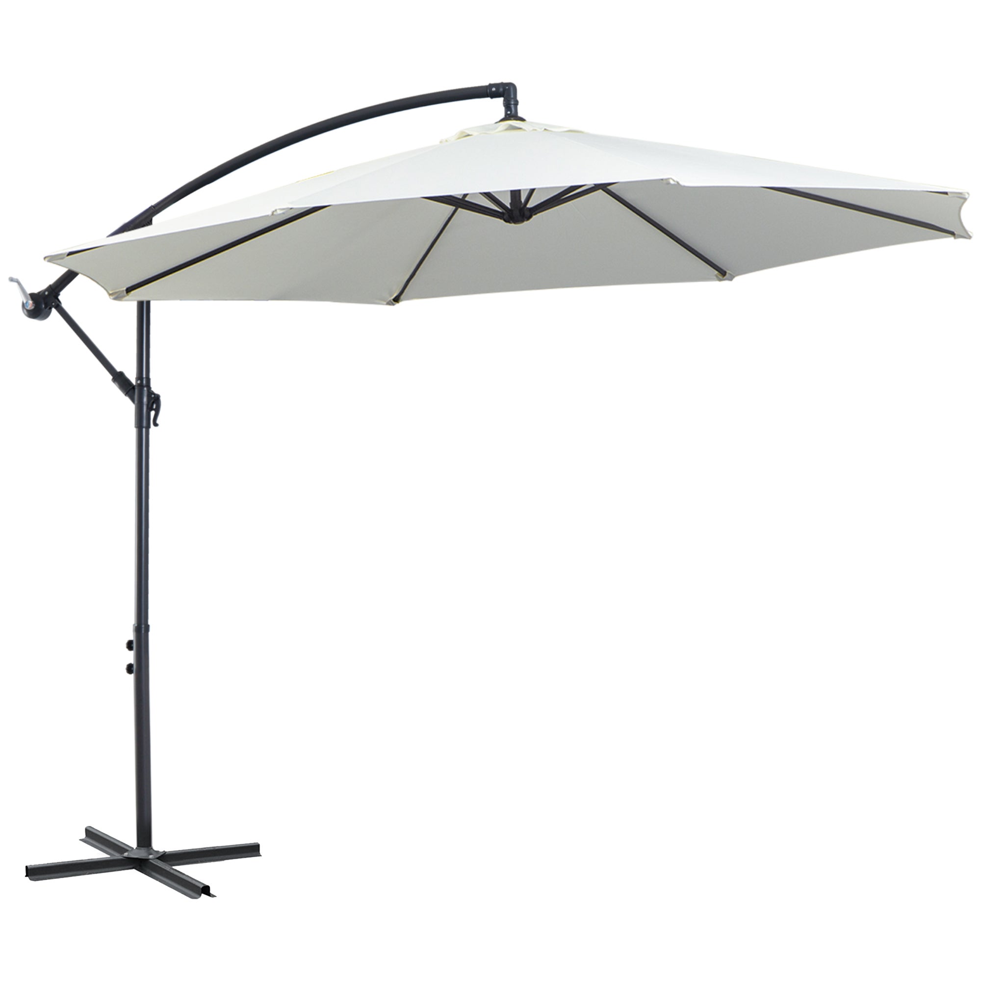 Parasol excentré - Manivelle et pied en croix - Acier et polyester ...