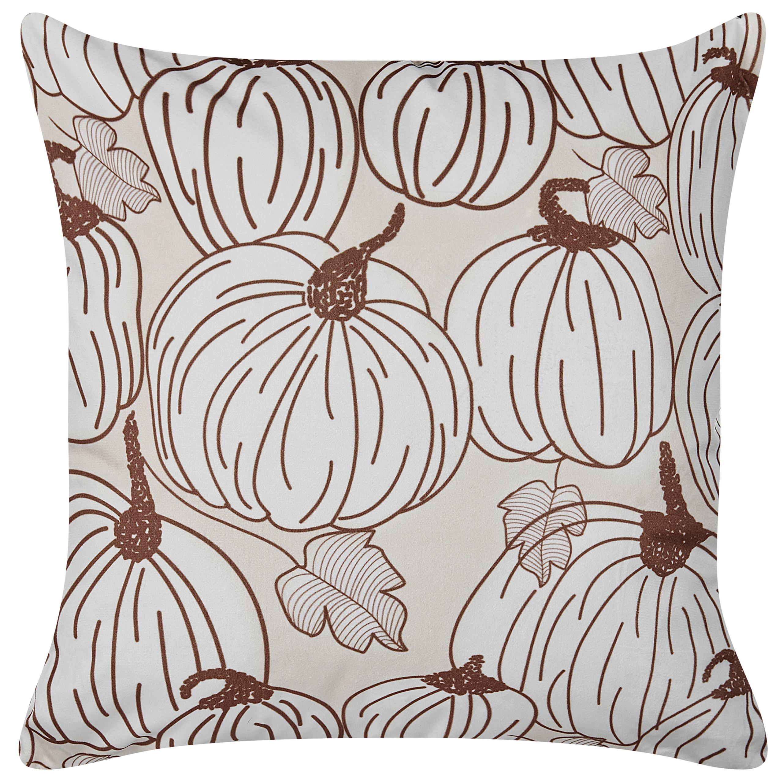Coussin GOURD Velours 45 x 45 cm Beige Motif de plante | Leroy Merlin