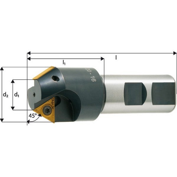 Fraise à chanfreiner 15°, 30°, 45°, 60°, 75° à arrosage central, Angle ...