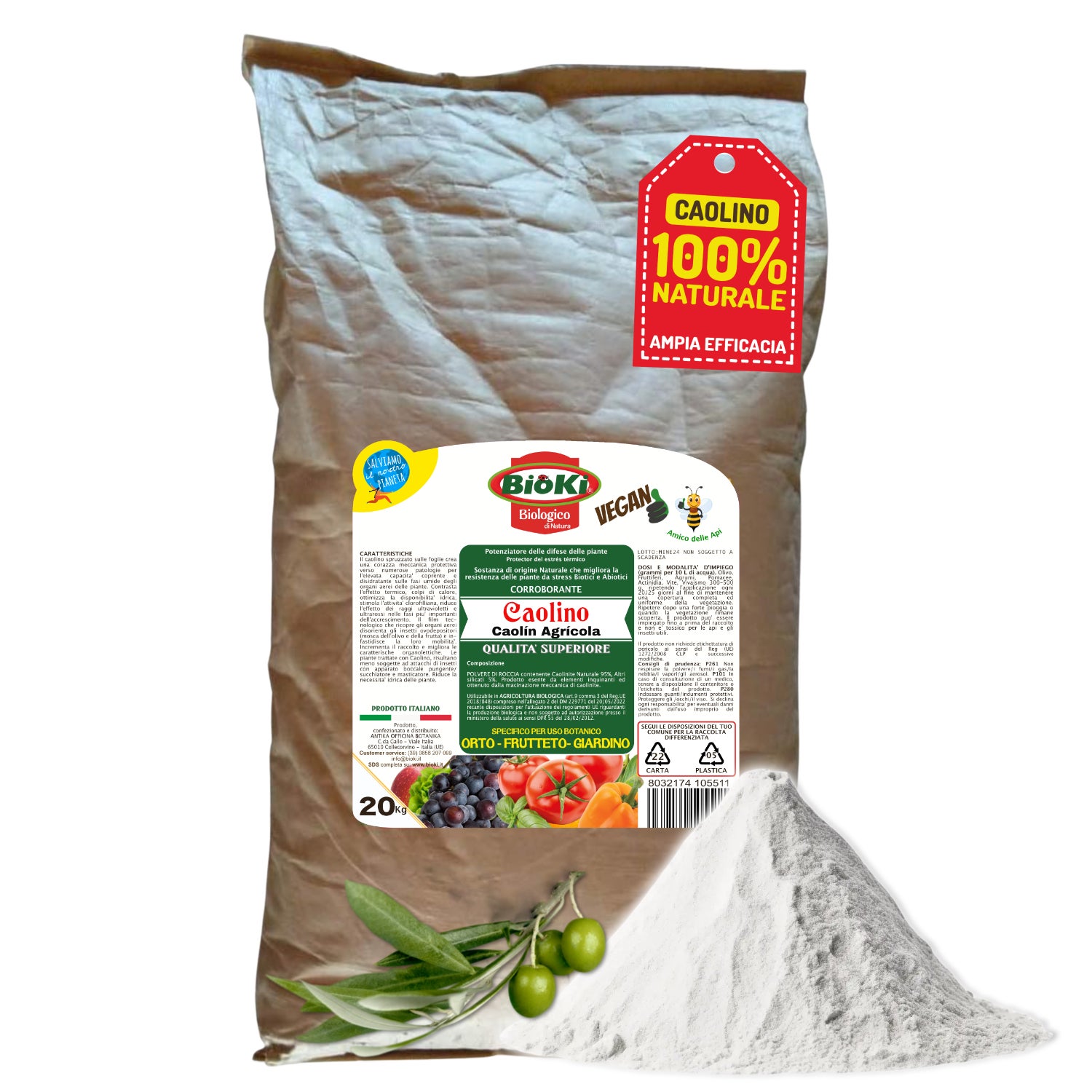 Caolino micronizzato BIO ad elevata copertura per mosca olearia busta ...