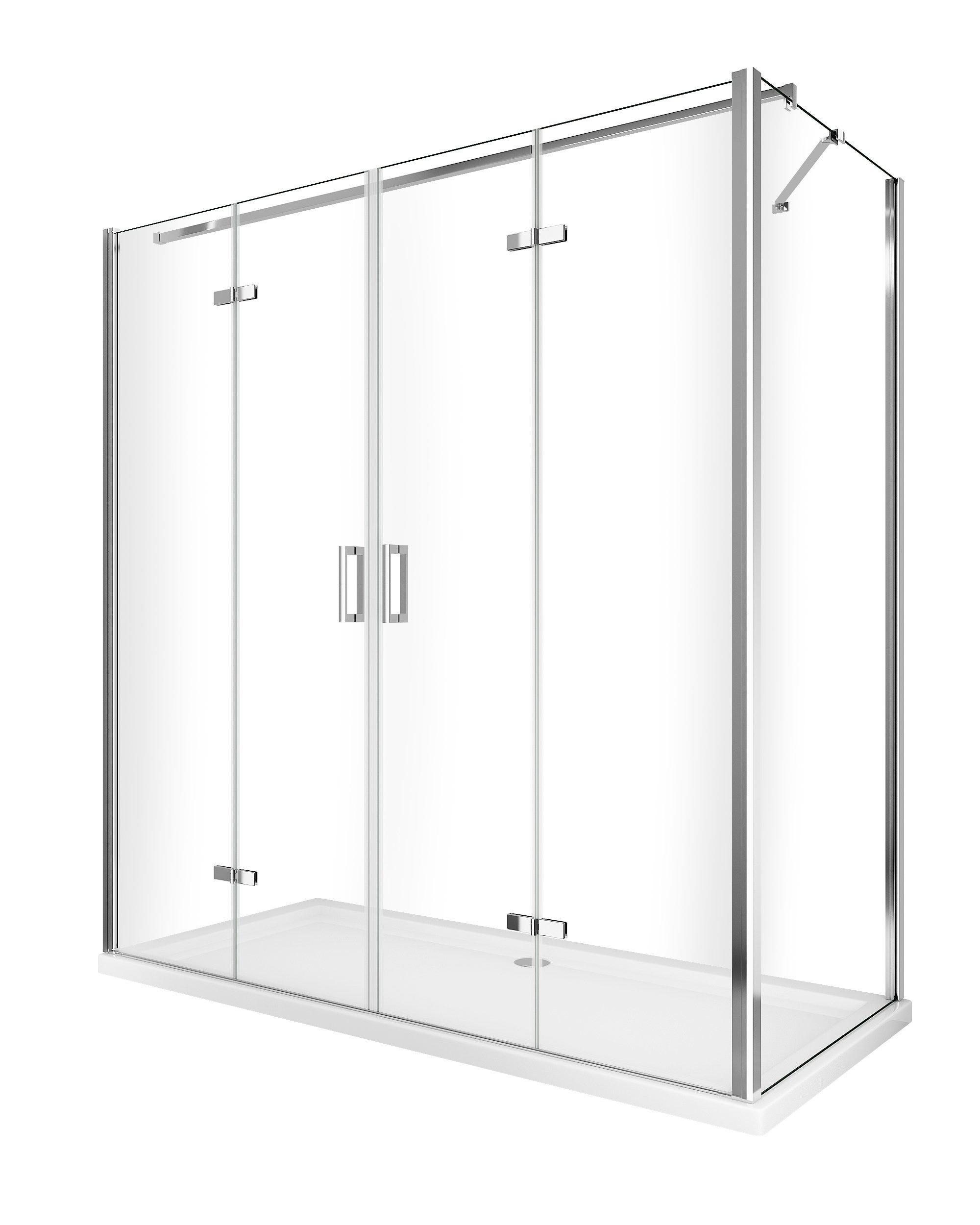 Douche Angulaire Avec Ouverture Vers Lintérieur Pliante Et Paroi Fixe Latérale Réversible 77