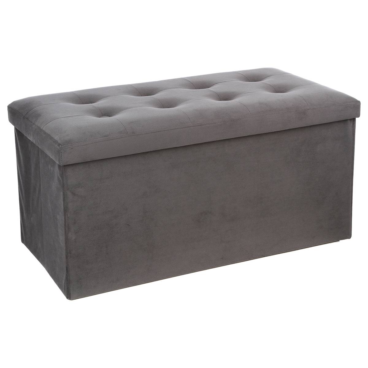 Puff plegable doble 'Lysandre' gris efecto terciopelo - Atmosphera ...