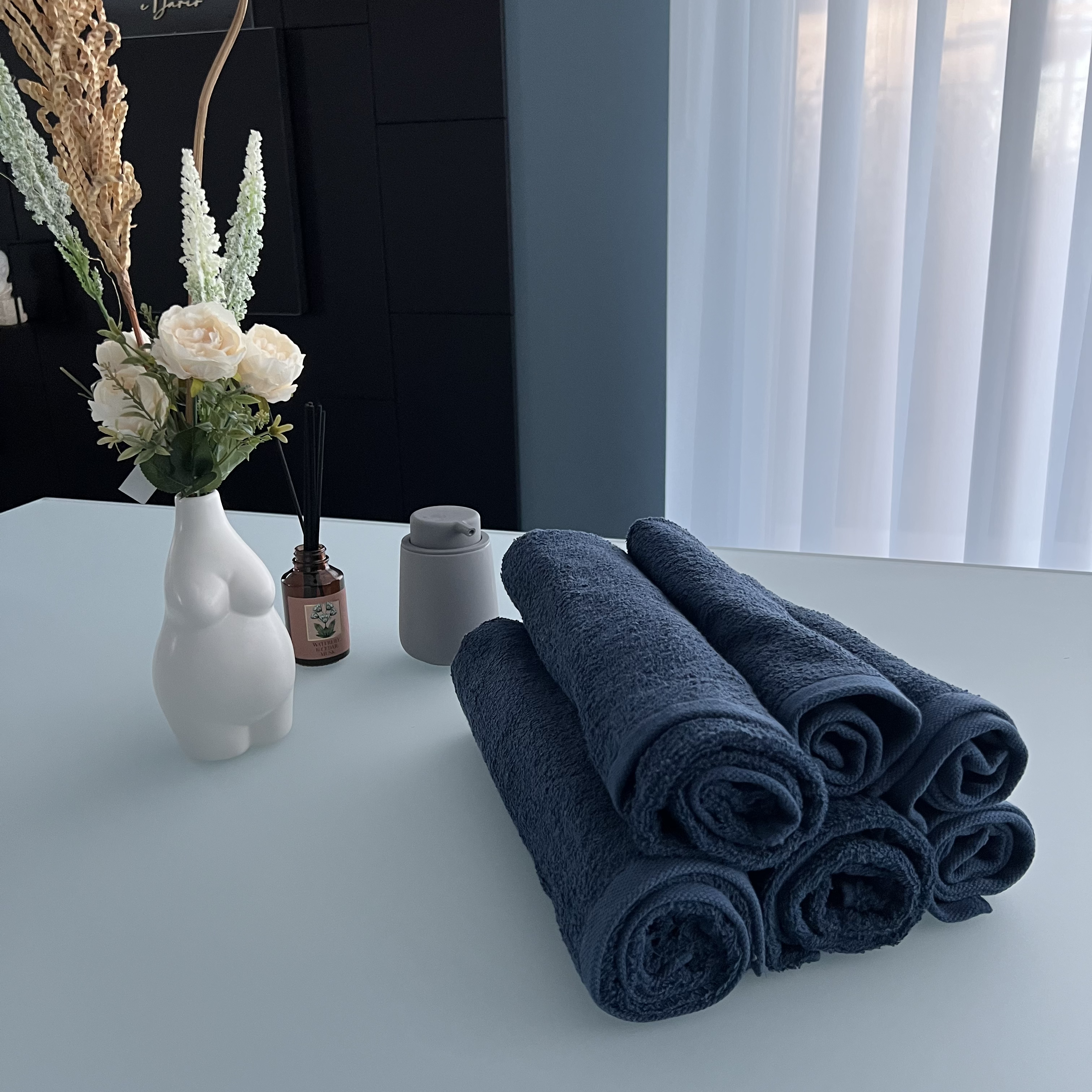 Ensemble serviette invité et drap de bain en éponge 100% coton BLU ...