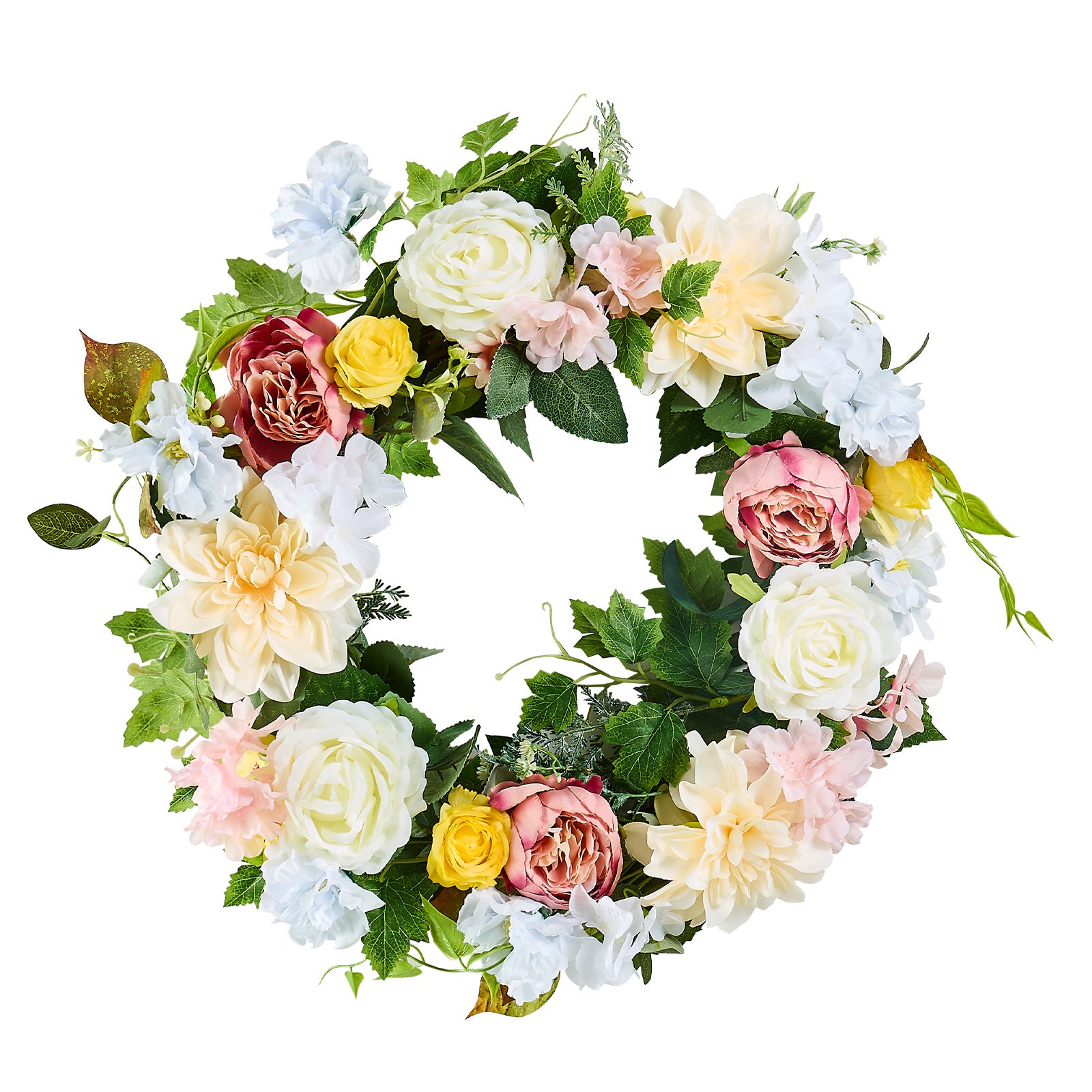 VEVOR Couronne décorative, 60,96 cm, Artificielle, Blanc rose jaune ...