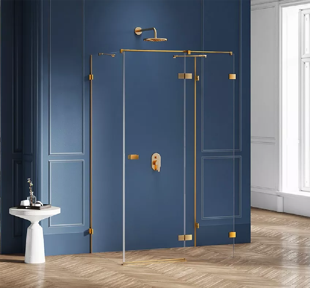 Cabine de douche droite 110x70 pivotante BALI GOLD BRUSHED,couleur ...