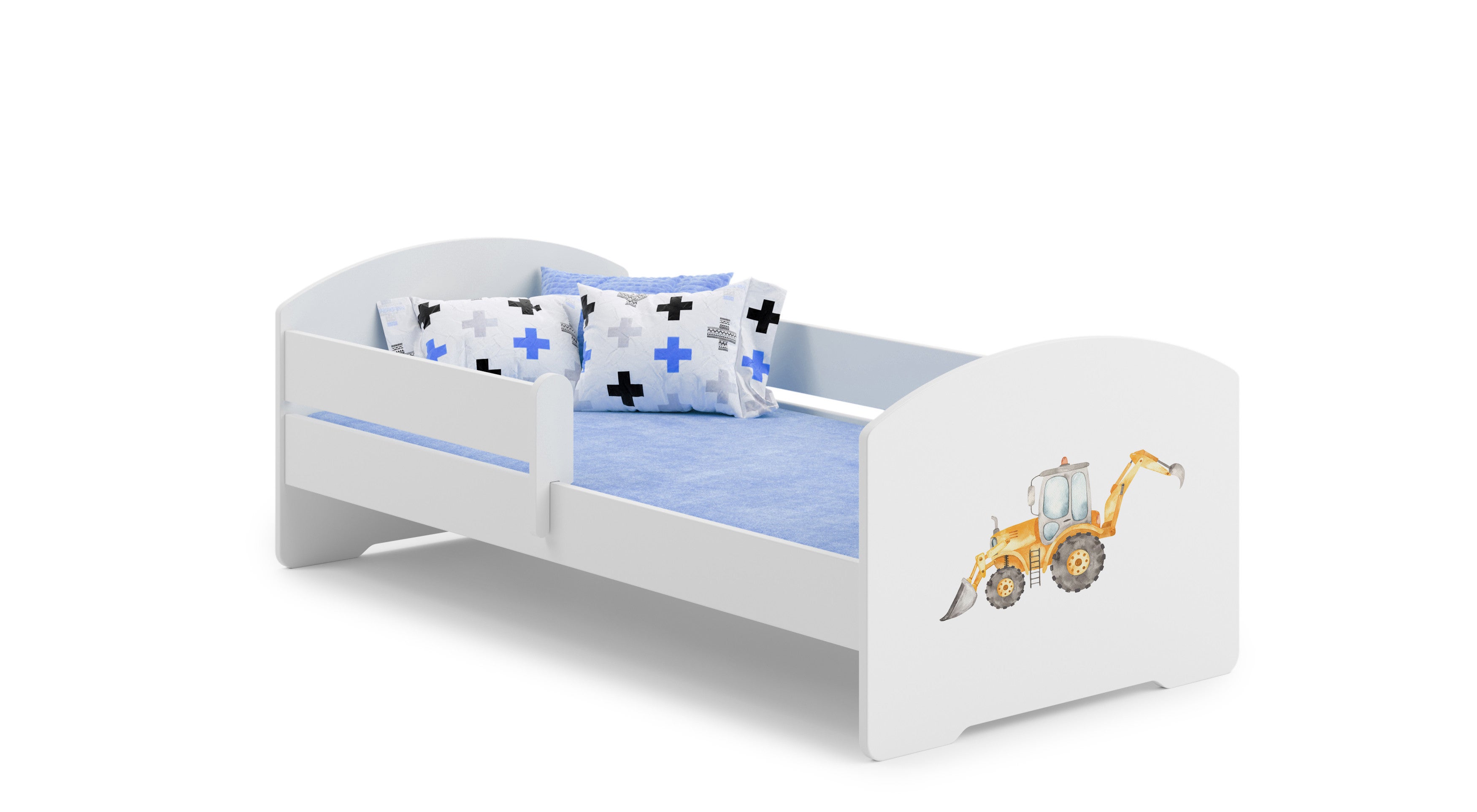 Cama infantil LOU con barandilla y colchón incluidos - Excavadora - 160 ...