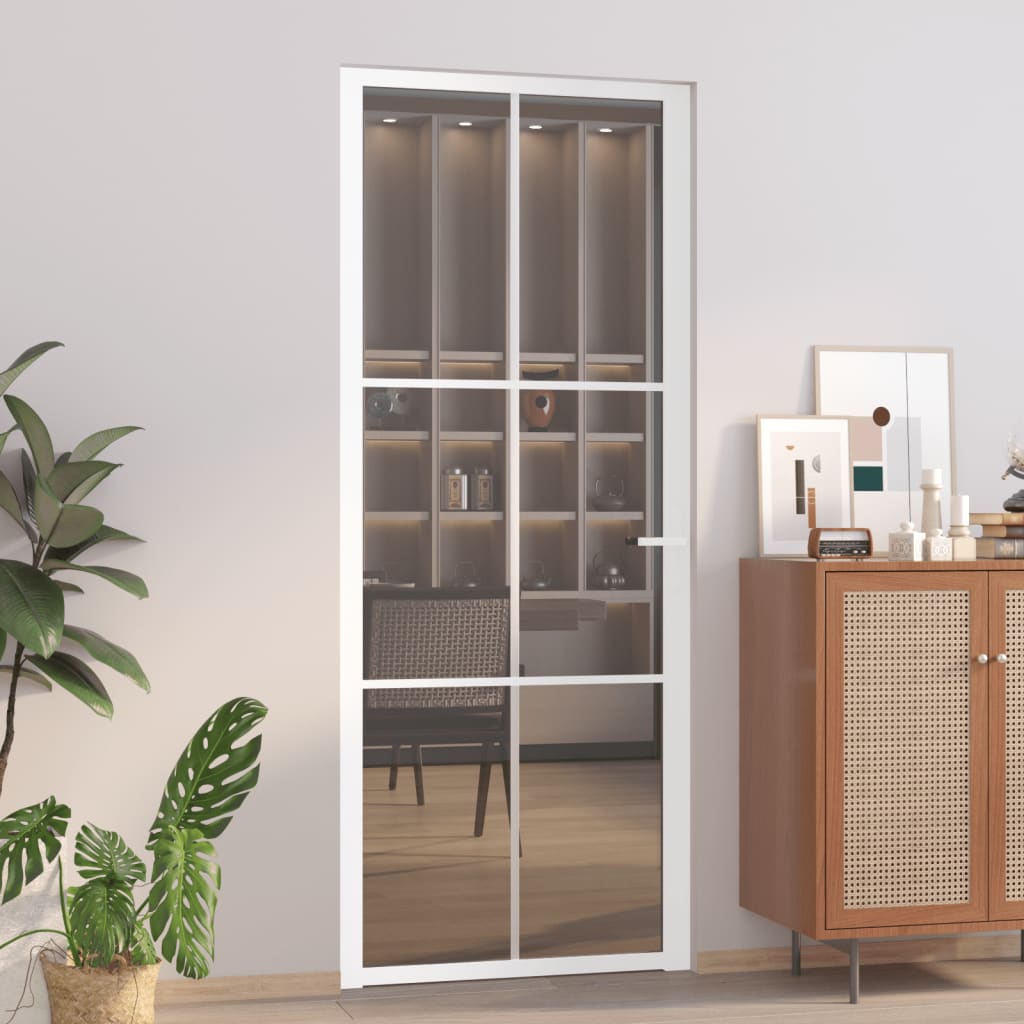 VidaXL Porta Interna 83x201,5 cm Bianca in Vetro ESG e Alluminio ...
