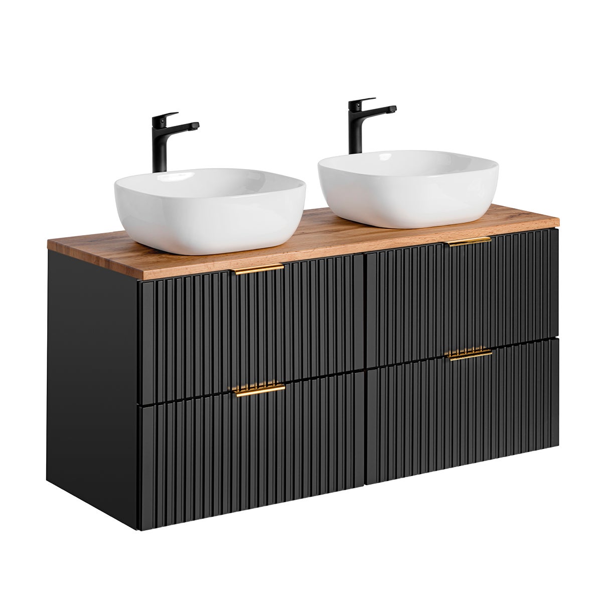 Lavabo doppio Adriel Black and Wood 120cm | Leroy Merlin