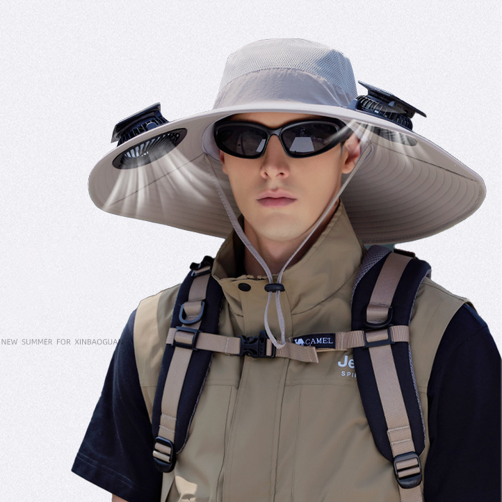 Cappello con ventola solare, Cappello da sole da esterno a tesa larga ...