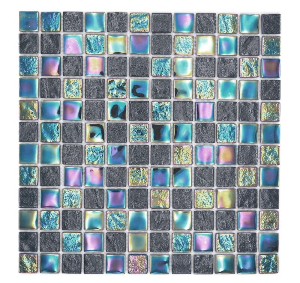 Cristal mosaïque bleu iridium translucide noir - 10 feuilles de ...