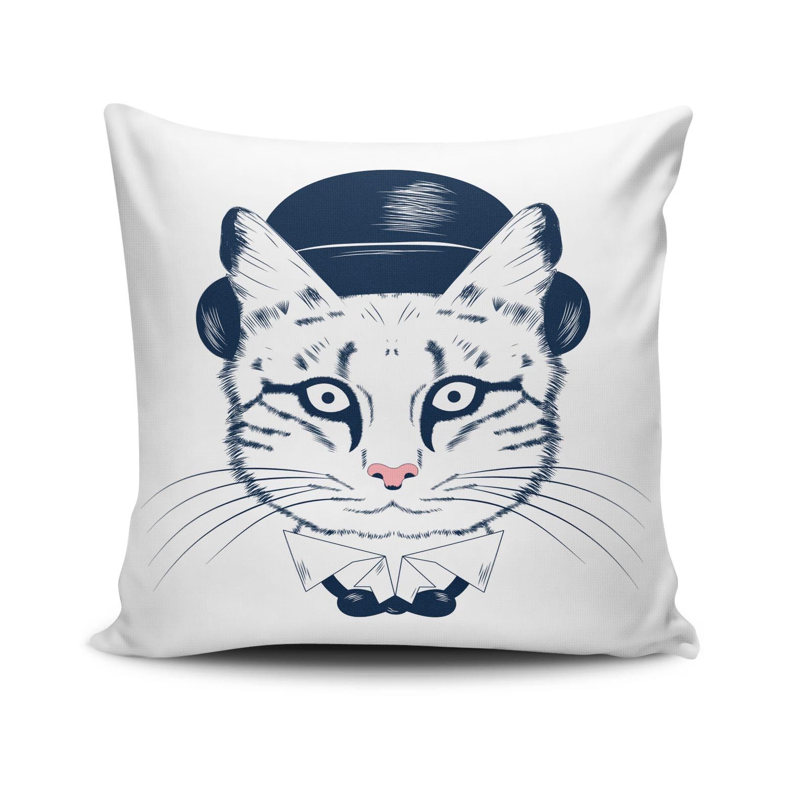 Coussin Blarus 43x43cm Tissu Motif Portrait chat Noir et Blanc | Leroy ...