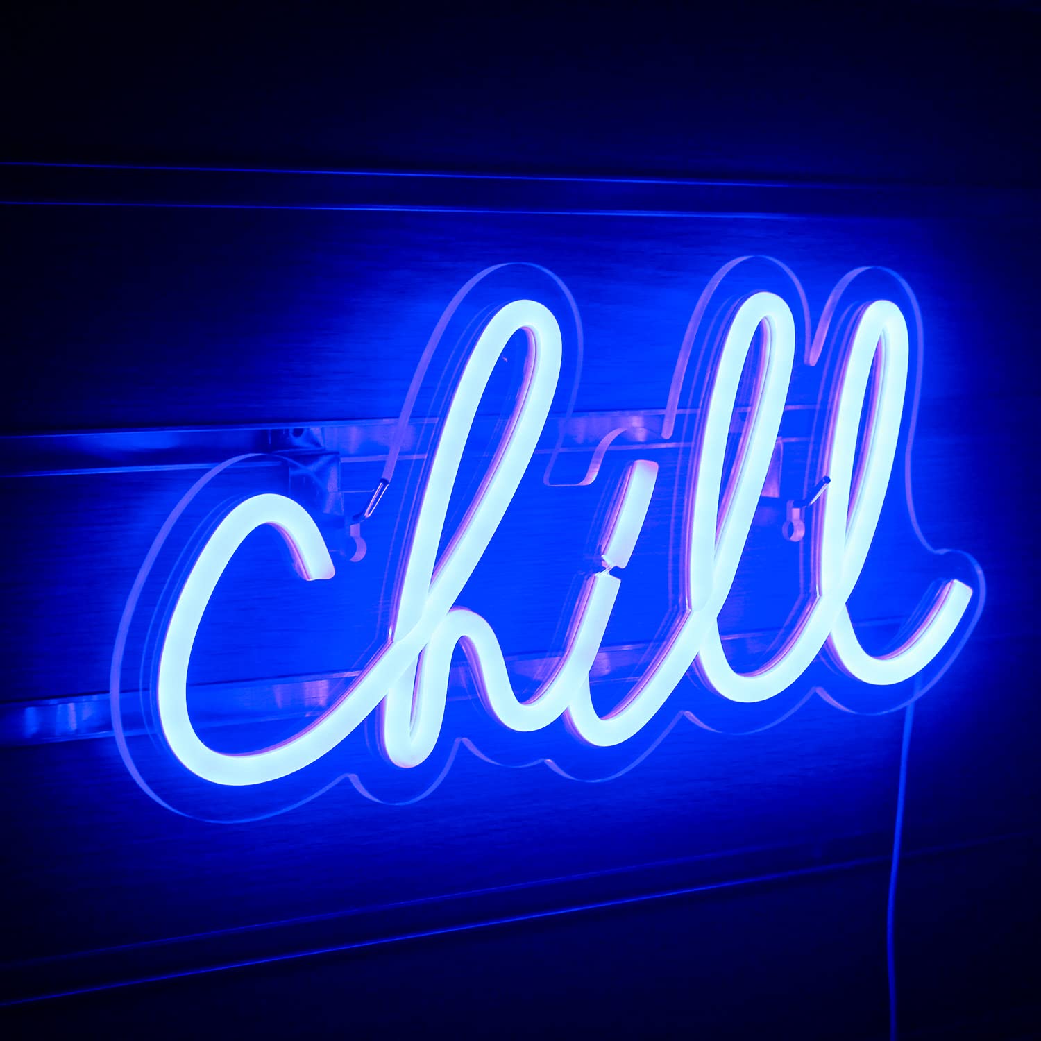 Chill Neon Sign Bleu, LED Néon Alimenté par USB Néon Lettres Lumière ...