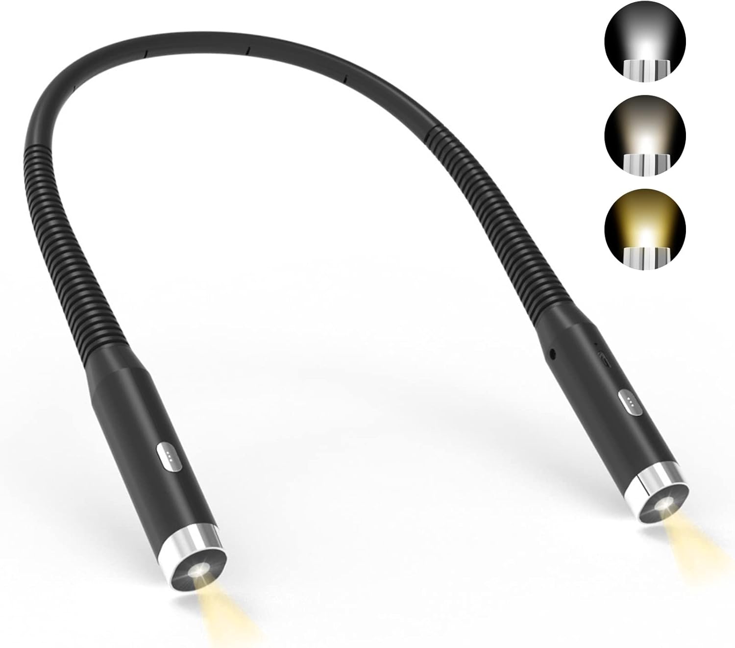 Lampe de lecture de cou rechargeable pour lit, 3 couleurs et 3 niveaux ...