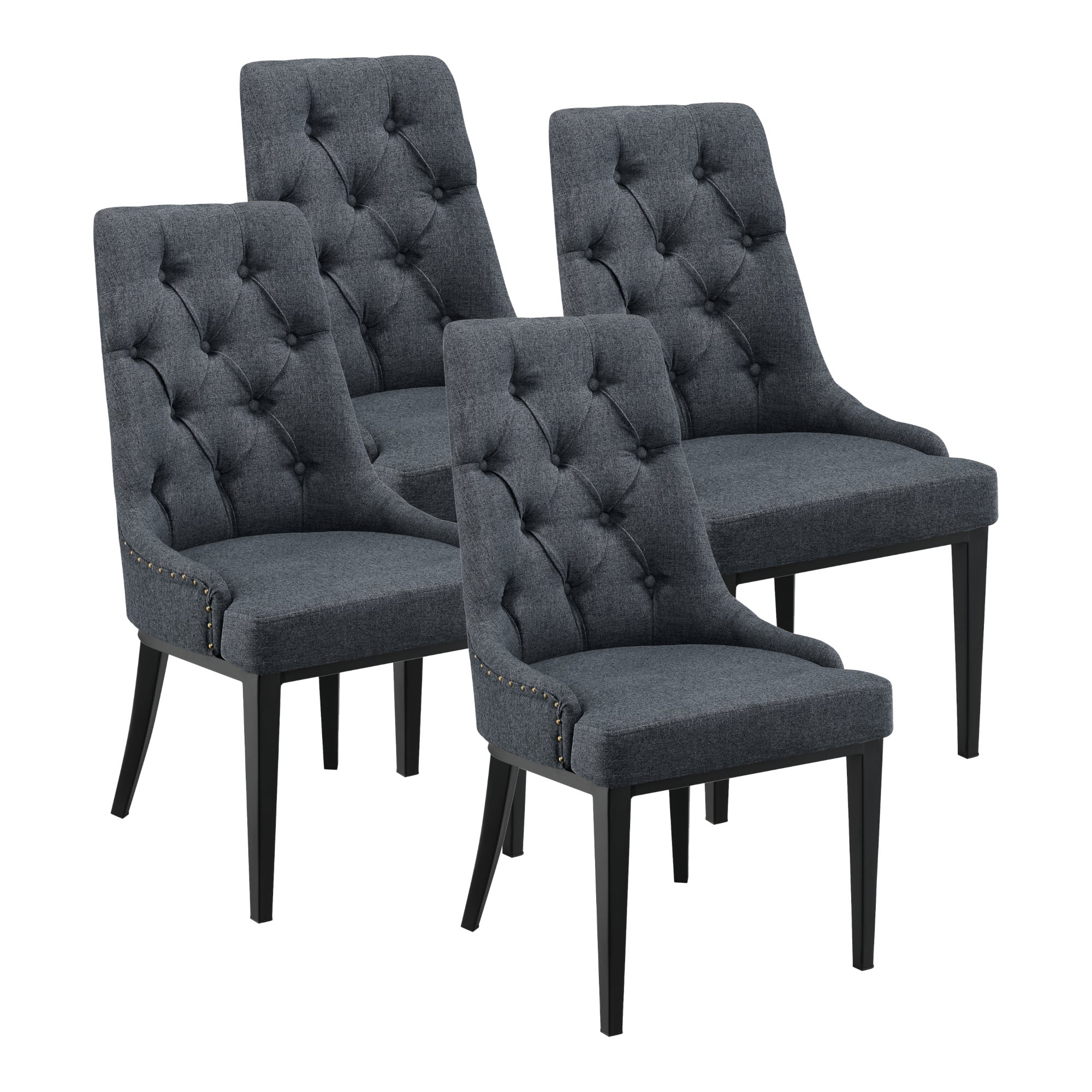 Lot 4 de chaises de salle à manger Chester 100 x 53 x 60 cm gris foncé ...