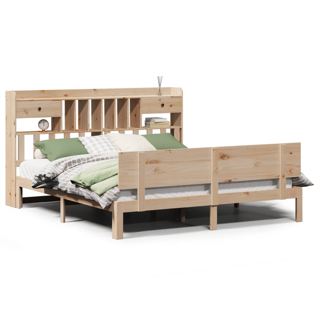 Lit Double | Lit Adulte | Lit bibliothèque sans matelas 200x200 cm bois ...