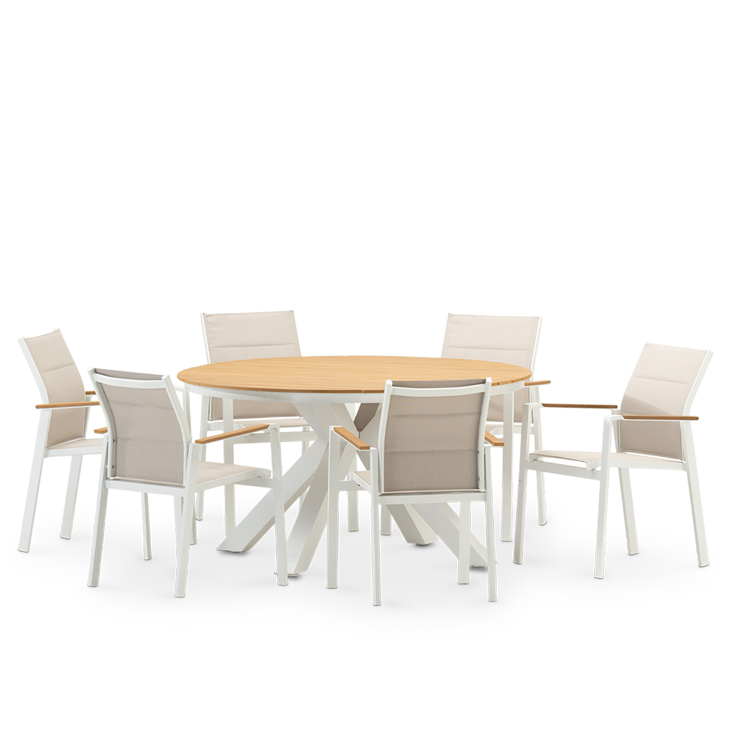 Ensemble de salle à manger 6 places Table ronde blanche et 6 chaises ...