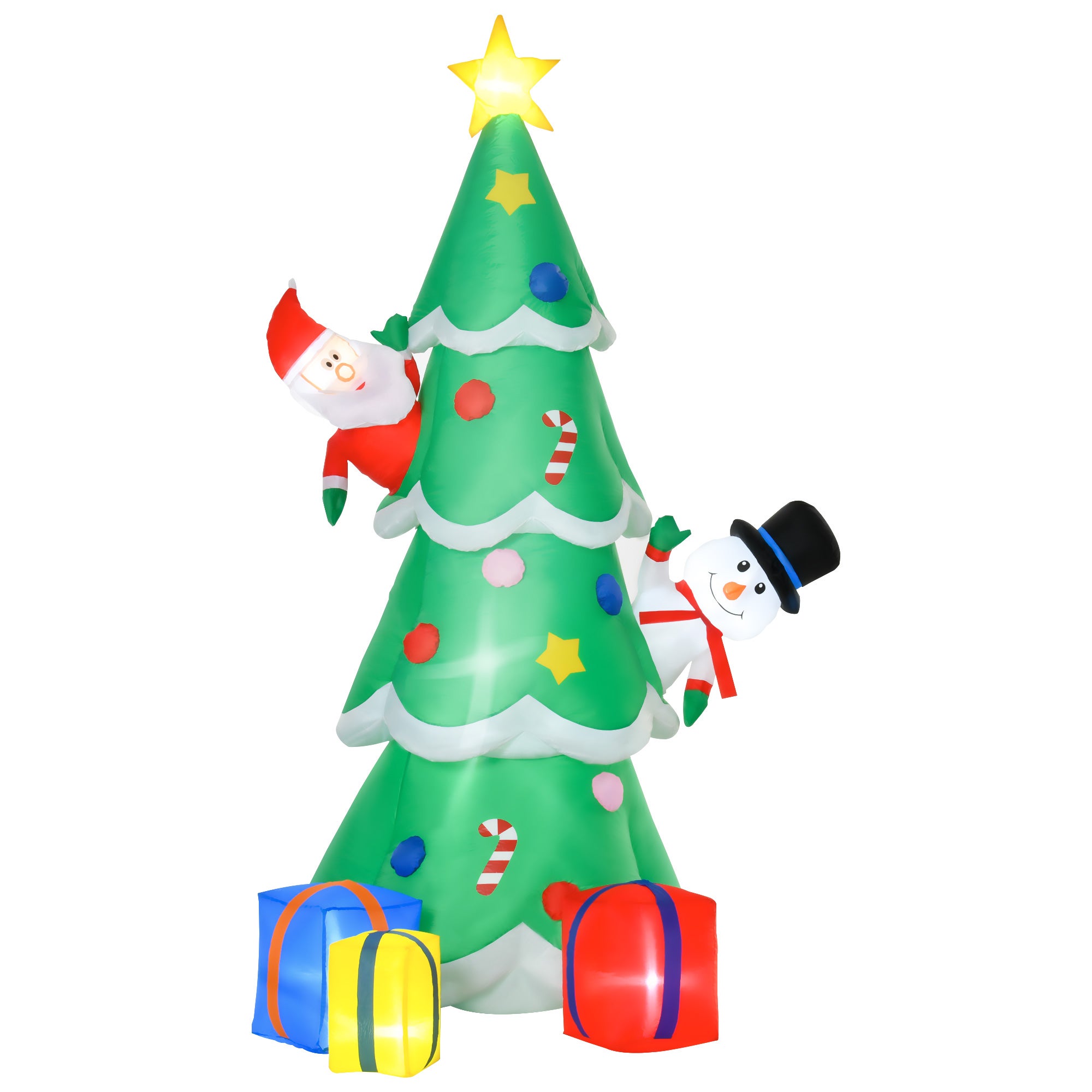 Sapin de Noël gonflable avec Père Noël, bonhomme de neige et boîte ...