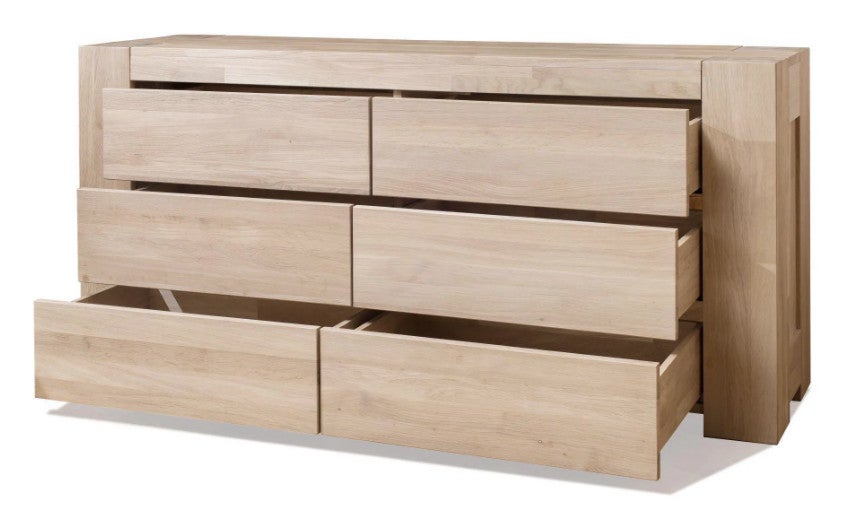 Commode en chêne massif blanchi 6 tiroirs Nordo 168cm | Leroy Merlin