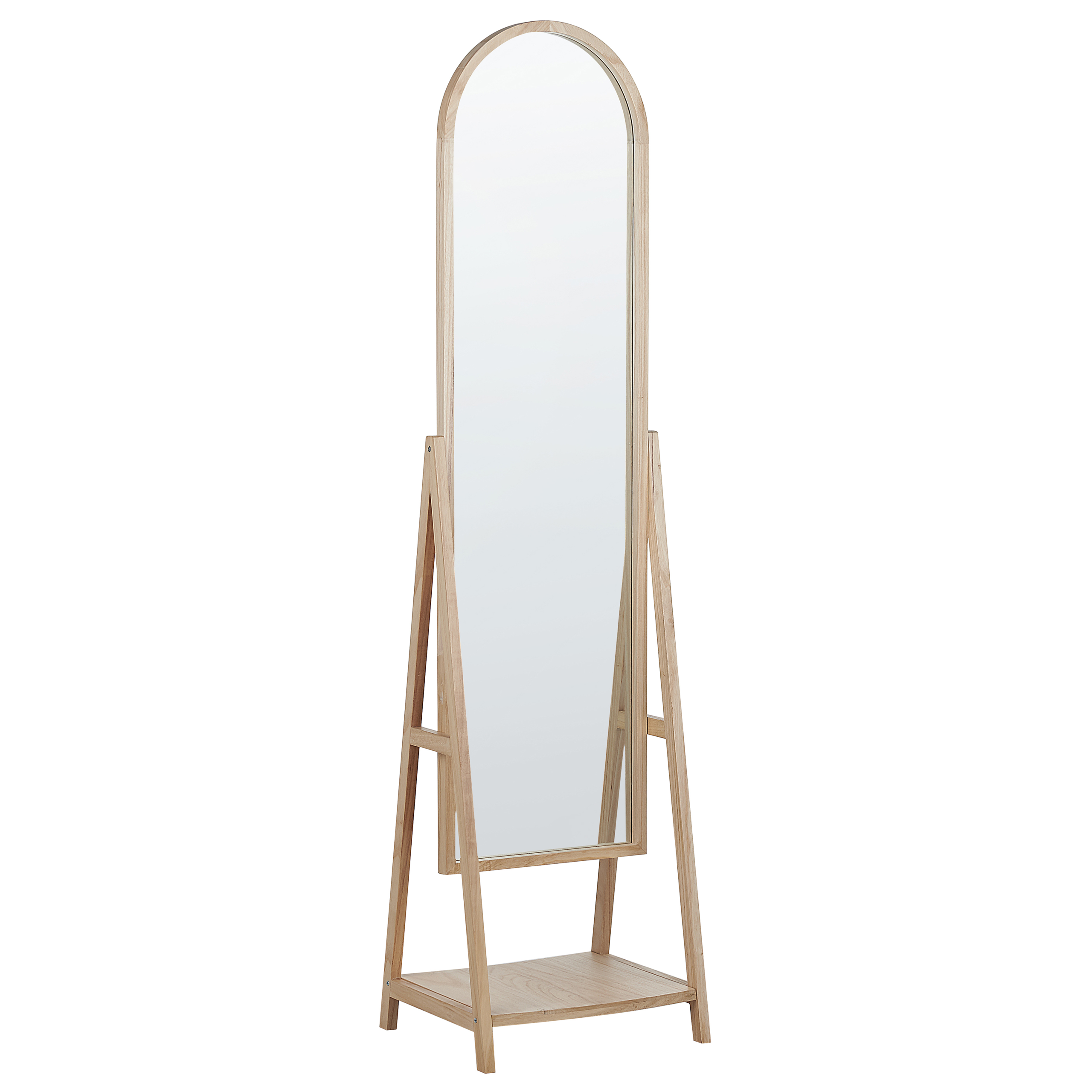 Miroir sur pied avec étagère CHAMBERY 170 cm Bois de paulownia Marron ...
