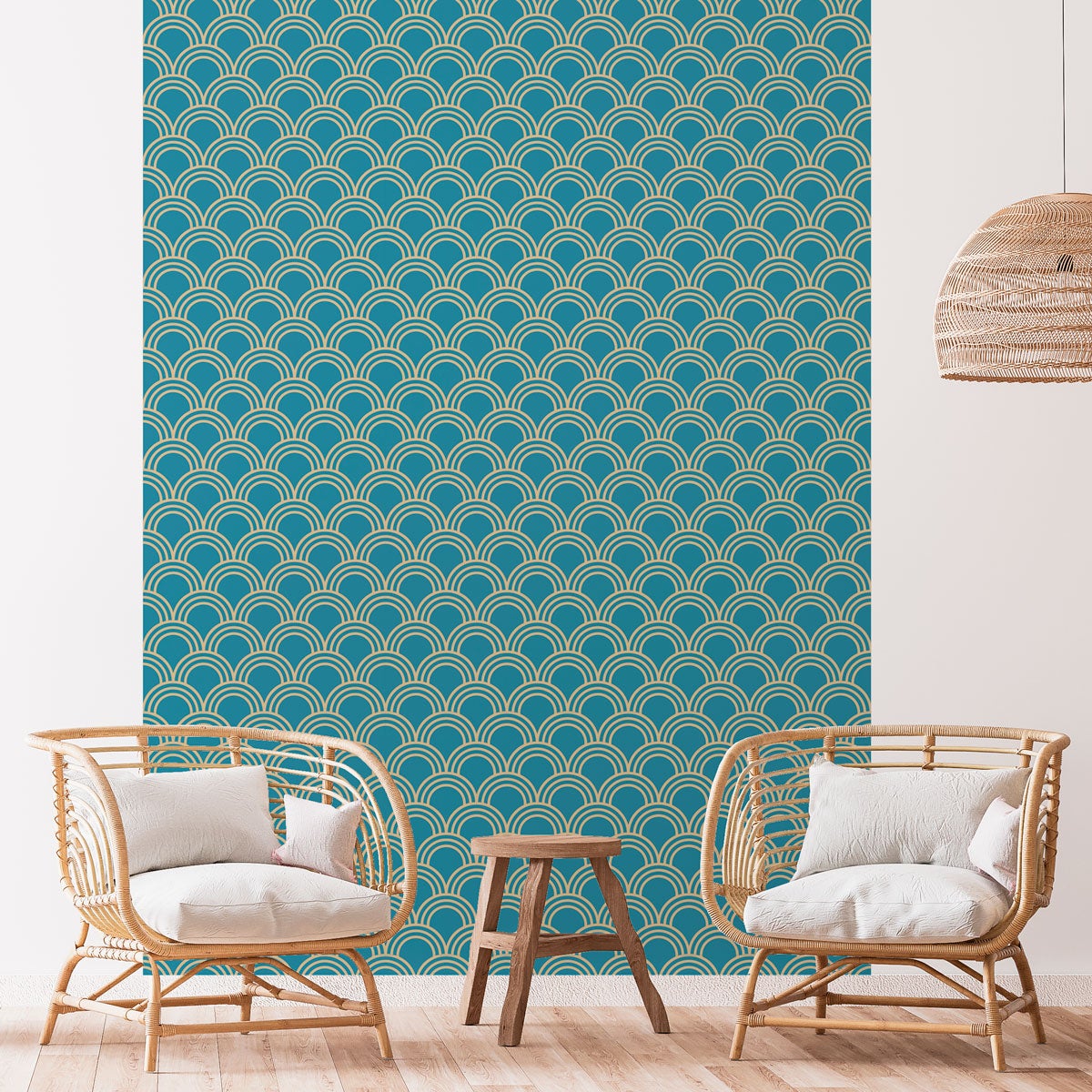Papier Peint Art Deco Bleu Canard
