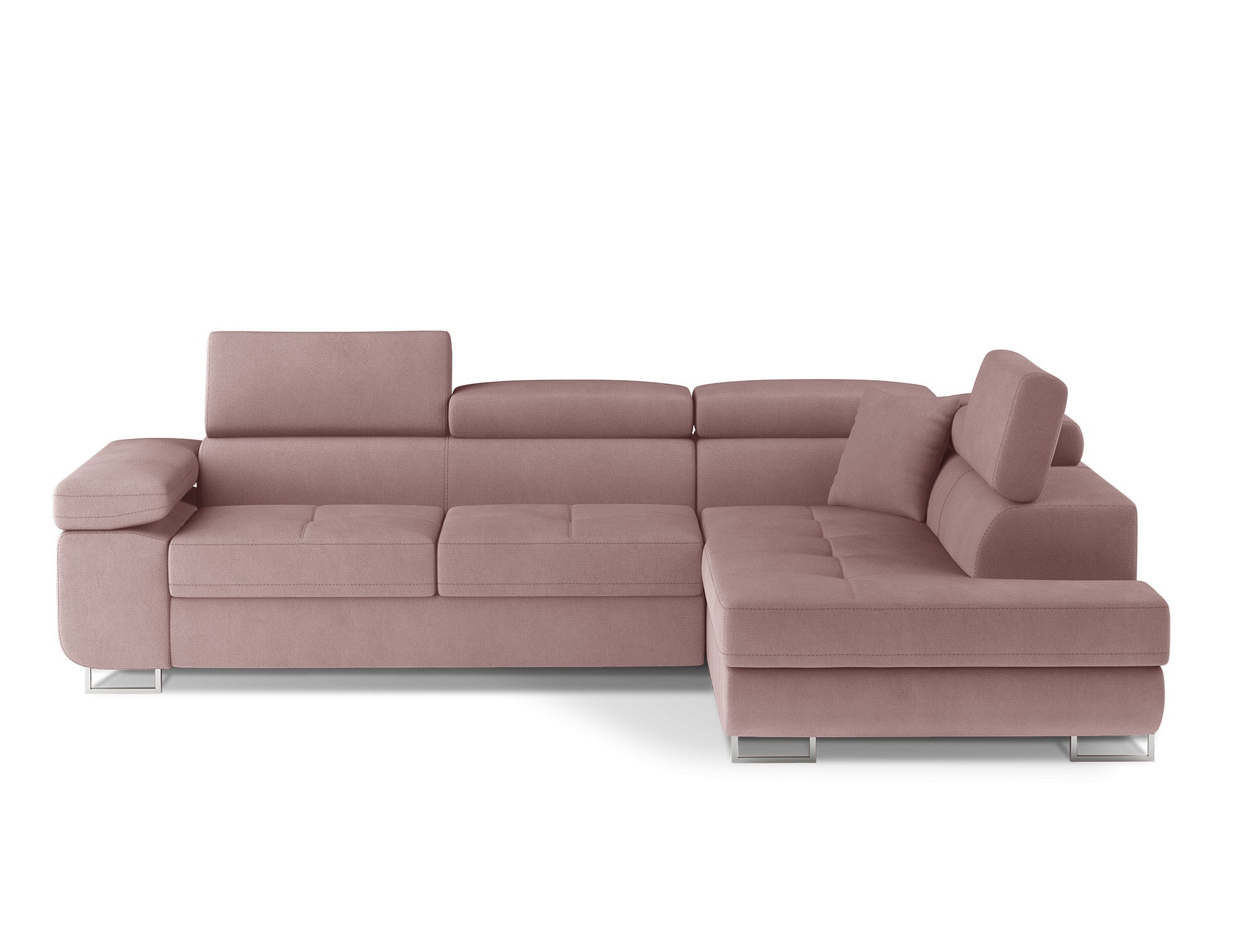 Canapé d'angle convertible velours avec têtières relevables ...