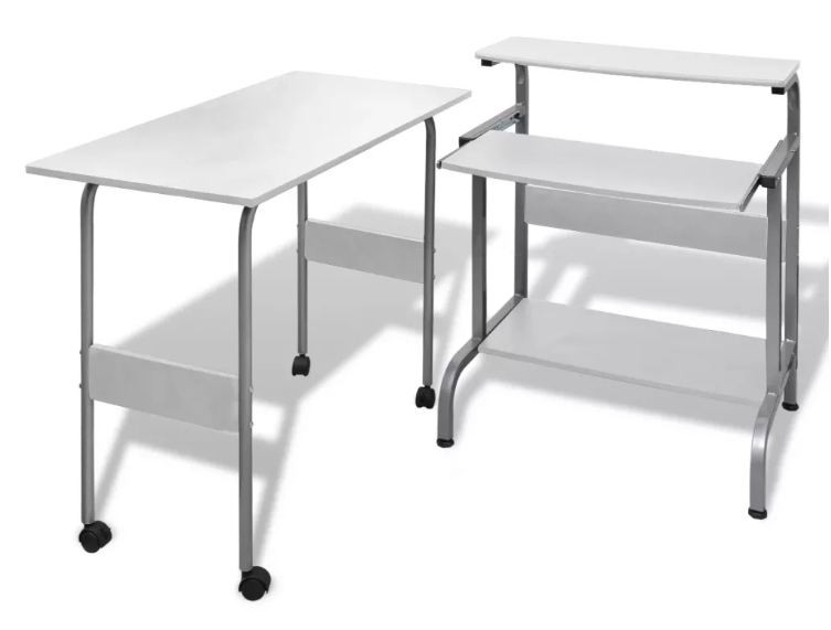 Bureau informatique bois blanc et métal Senseya | Leroy Merlin