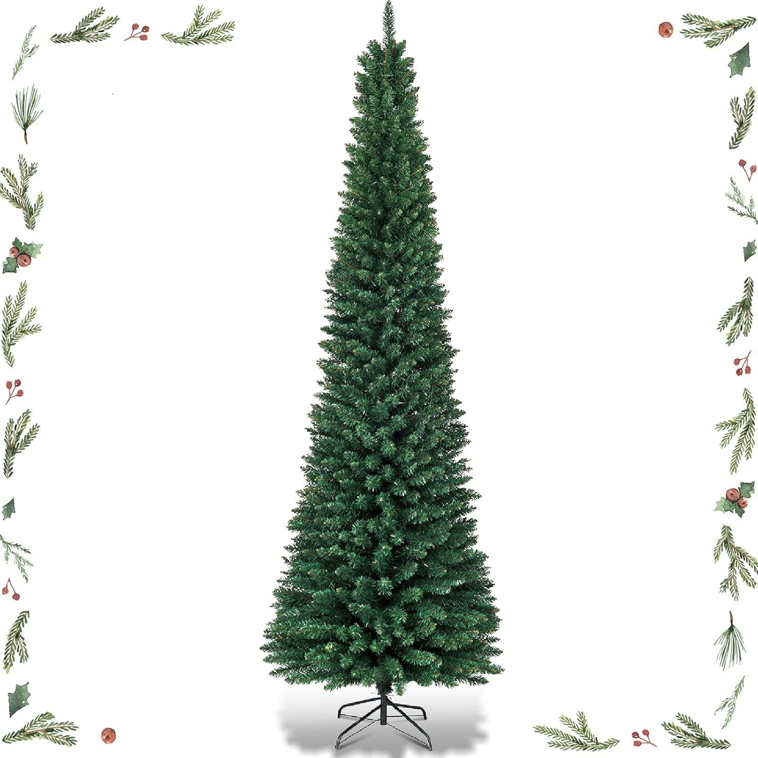 Sapin de Noël fin 240 cm, étroit et haut, 1000 Branches en PVC ignifuge ...