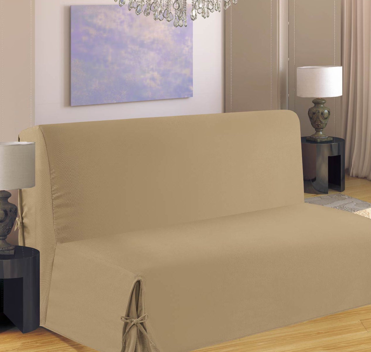 Housse de canapé pour BZ - Beige - 140x190 cm - Polyester | Leroy Merlin