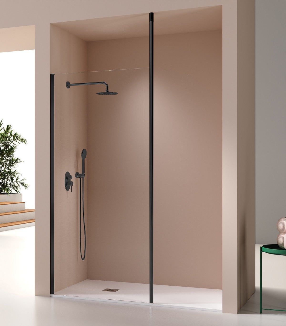 Paroi de Douche Fixe Mod. Fresh Levante Noir Mat - 110 cm FL633 05 ...