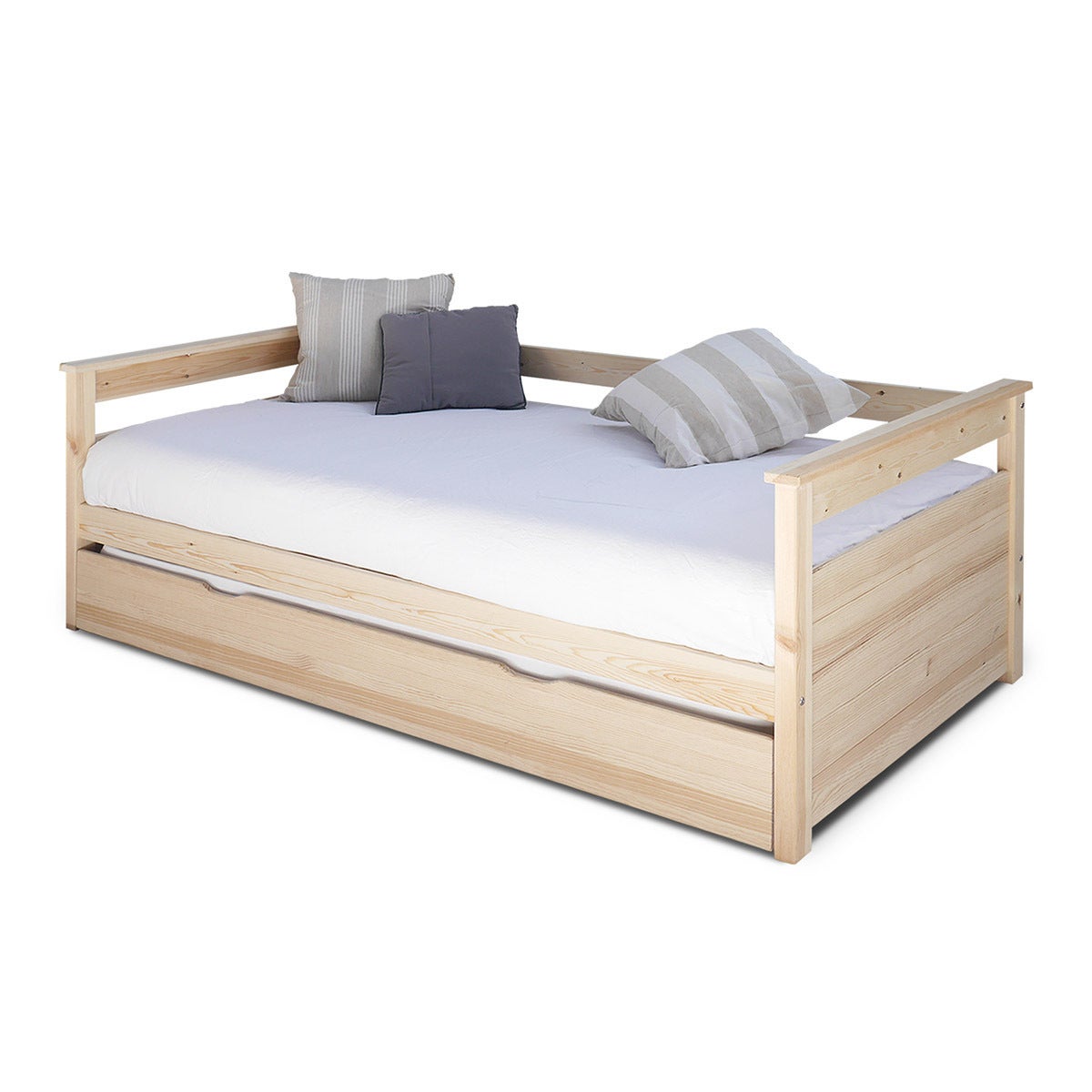 Pack lit gigogne avec 2 matelas Izao Bois naturel 90x200 cm | Leroy Merlin