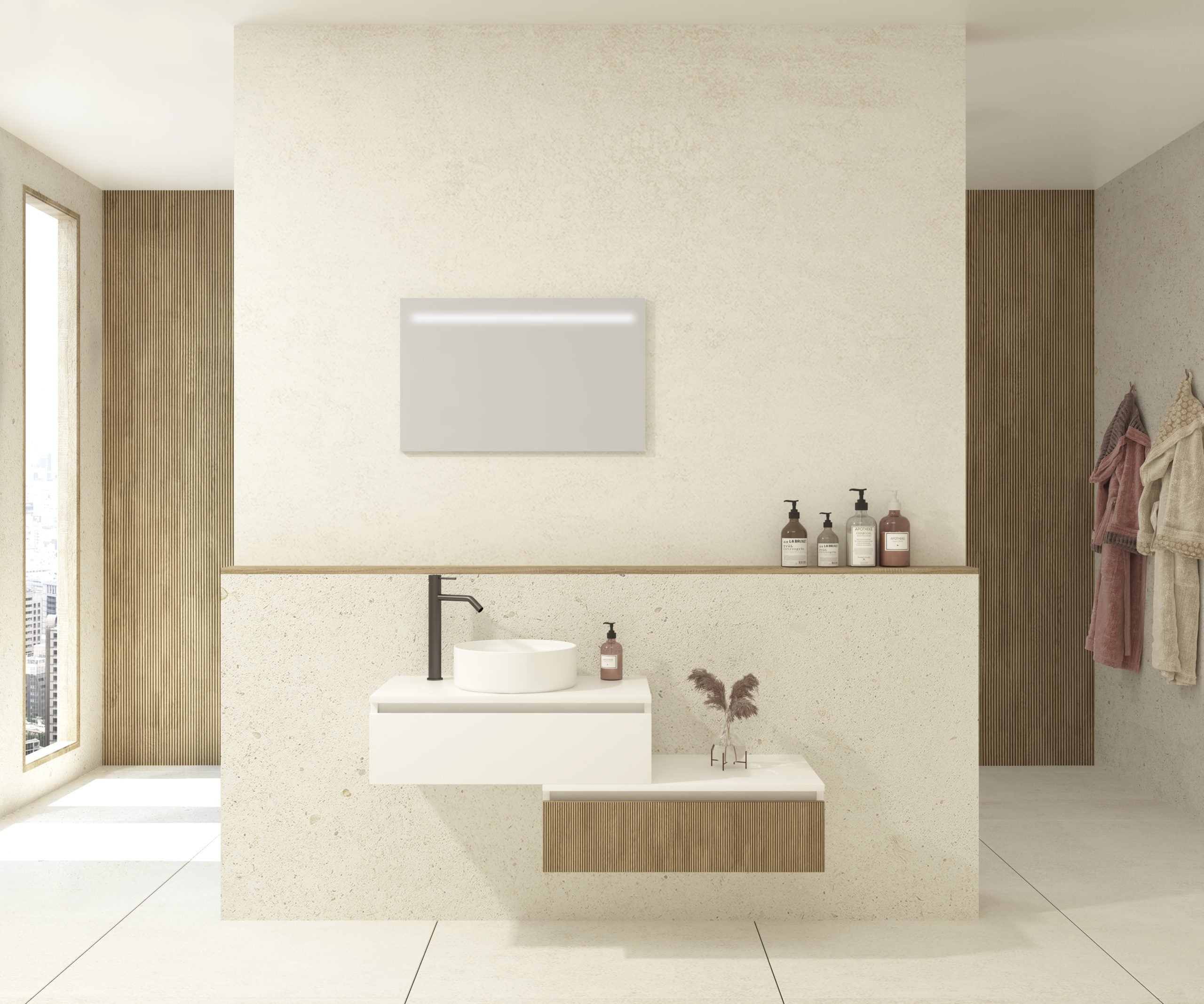 Pack mueble de baño Avantarea TABOR blanco mate 80 cm + lavabo + espejo ...