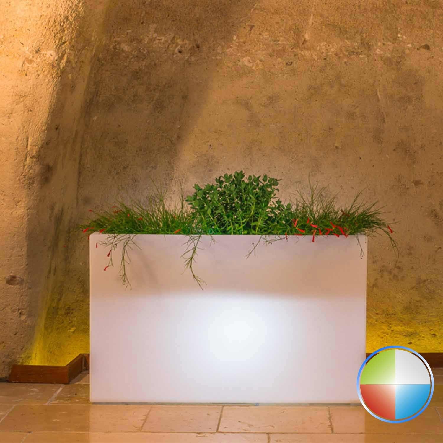 Macetero Jardinera Multicolor Led Luminoso Con Batería Y Solar En Polímero Monacis - Cm 80X35X50 ...