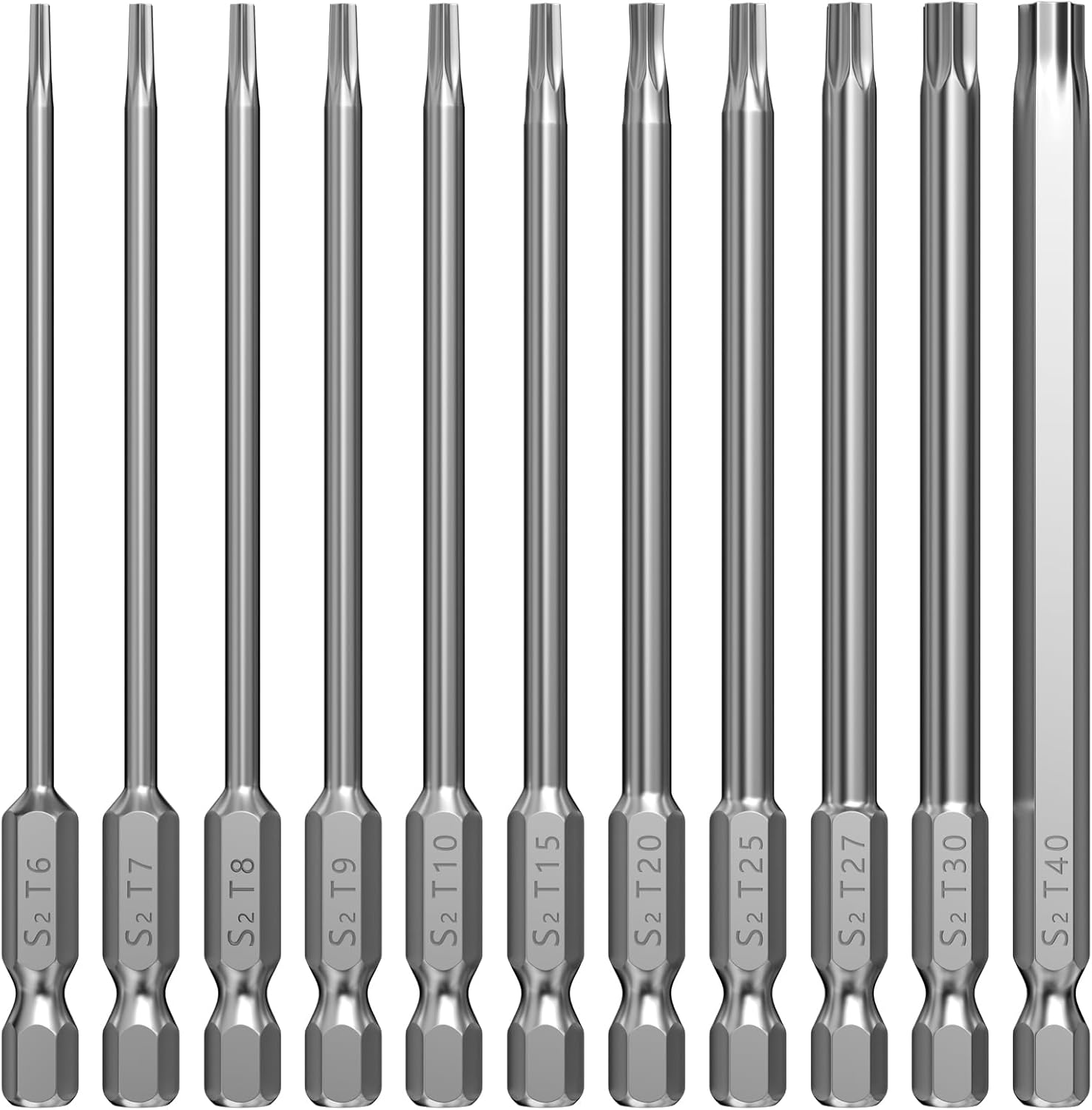 11 Pièces Embout Tournevis Torx, 100mm Embout Torx Long, Embouts de Vissage, Tournevis Etoile ...
