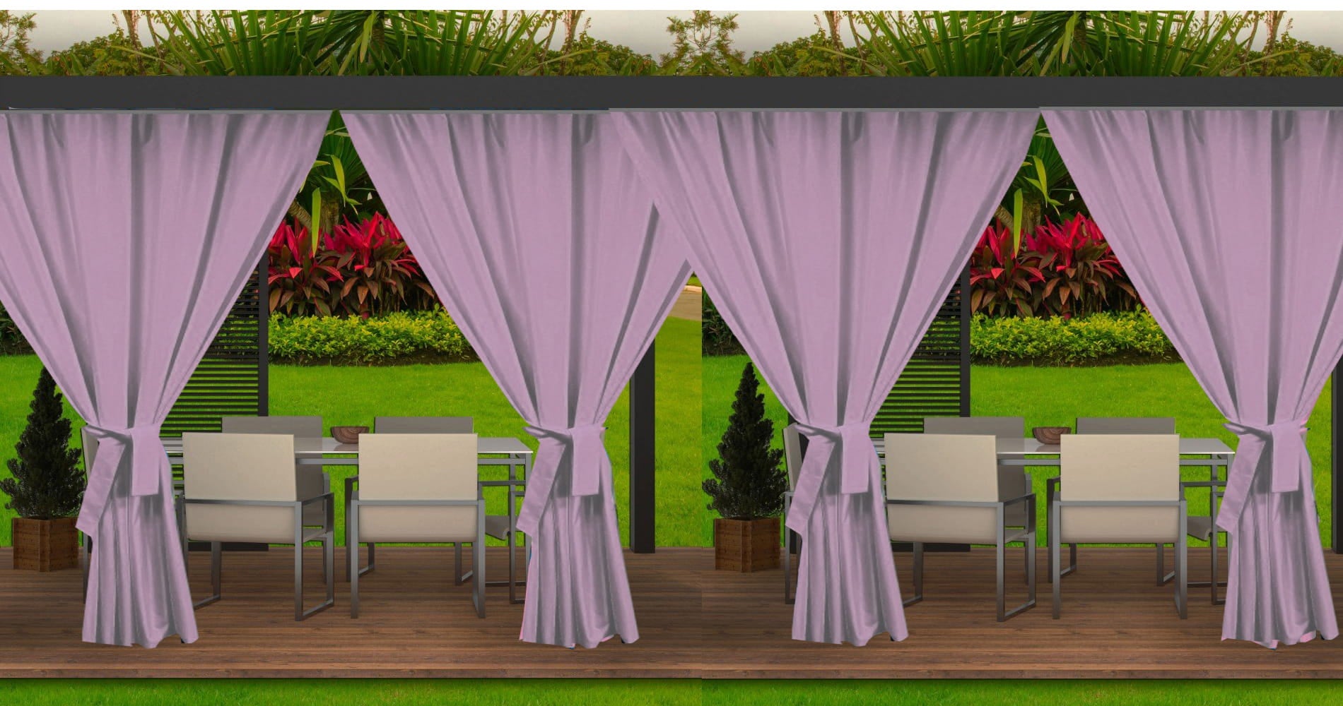 Rideaux D'extérieur 4x 155x200cm, Rideau pour Pergola Imperméable ...