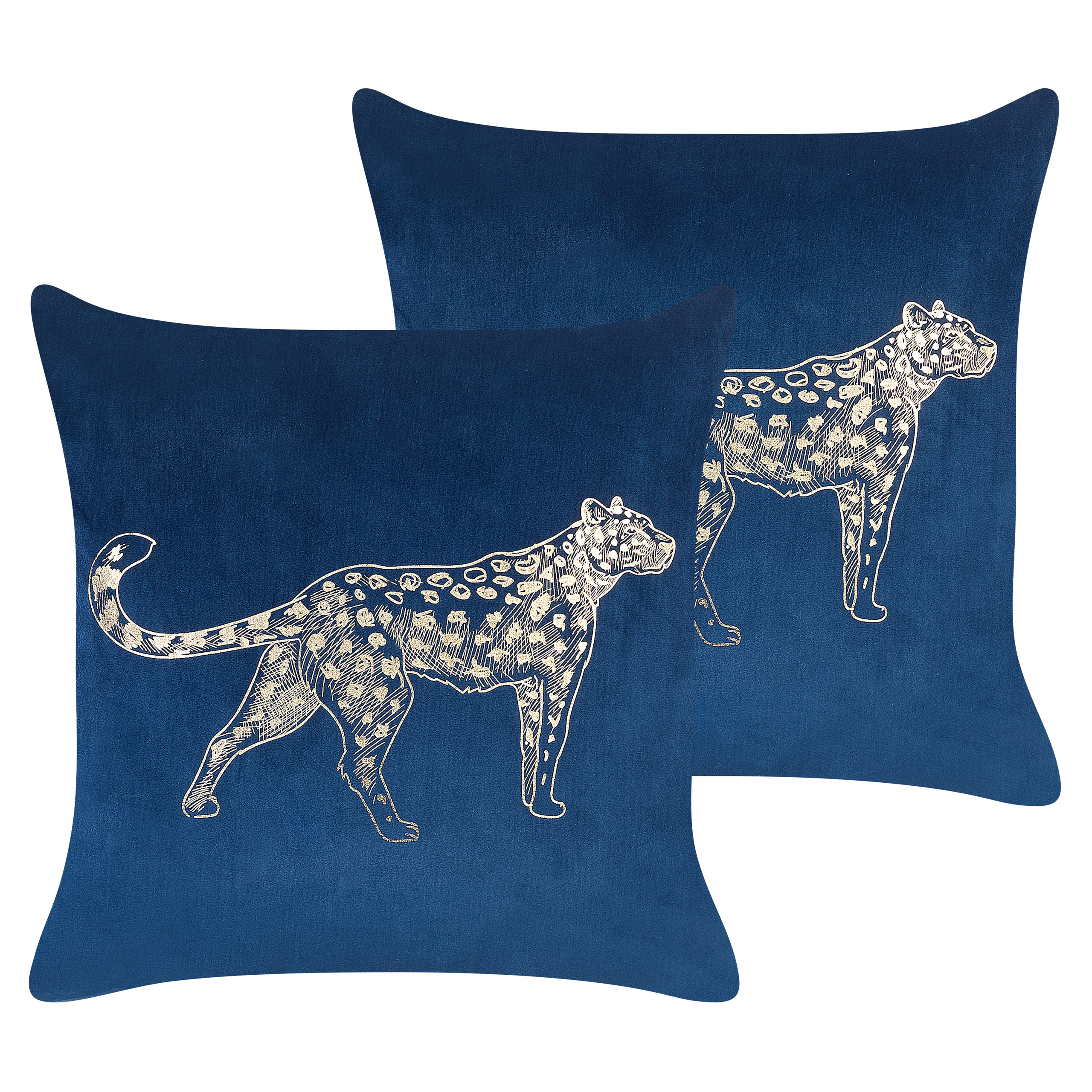 Lot de 2 coussins décoratifs MARULA Velours 45 x 45 cm Bleu marine ...