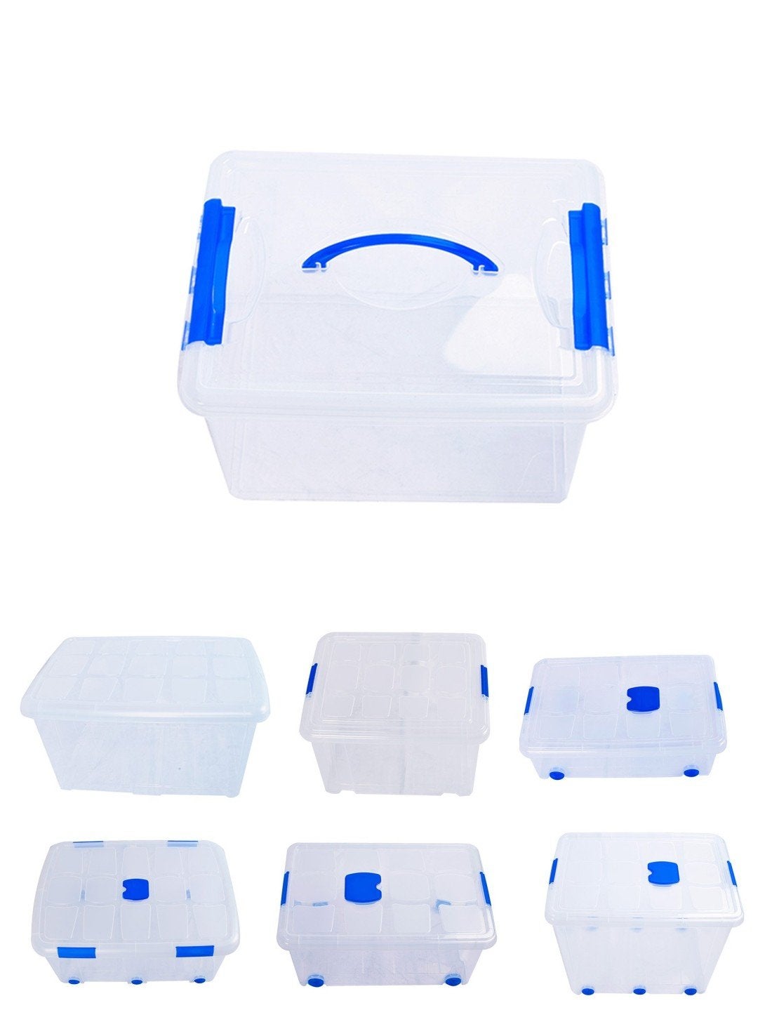 Cajas de Almacenamiento Transparentes con Tapa Azul | Caja de ...