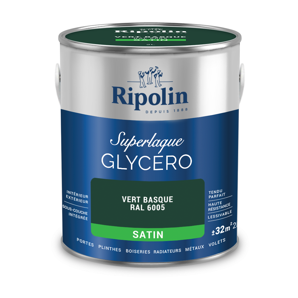 Peinture Superlaque Glycéro satin Vert Basque RAL6005 2L | Leroy Merlin