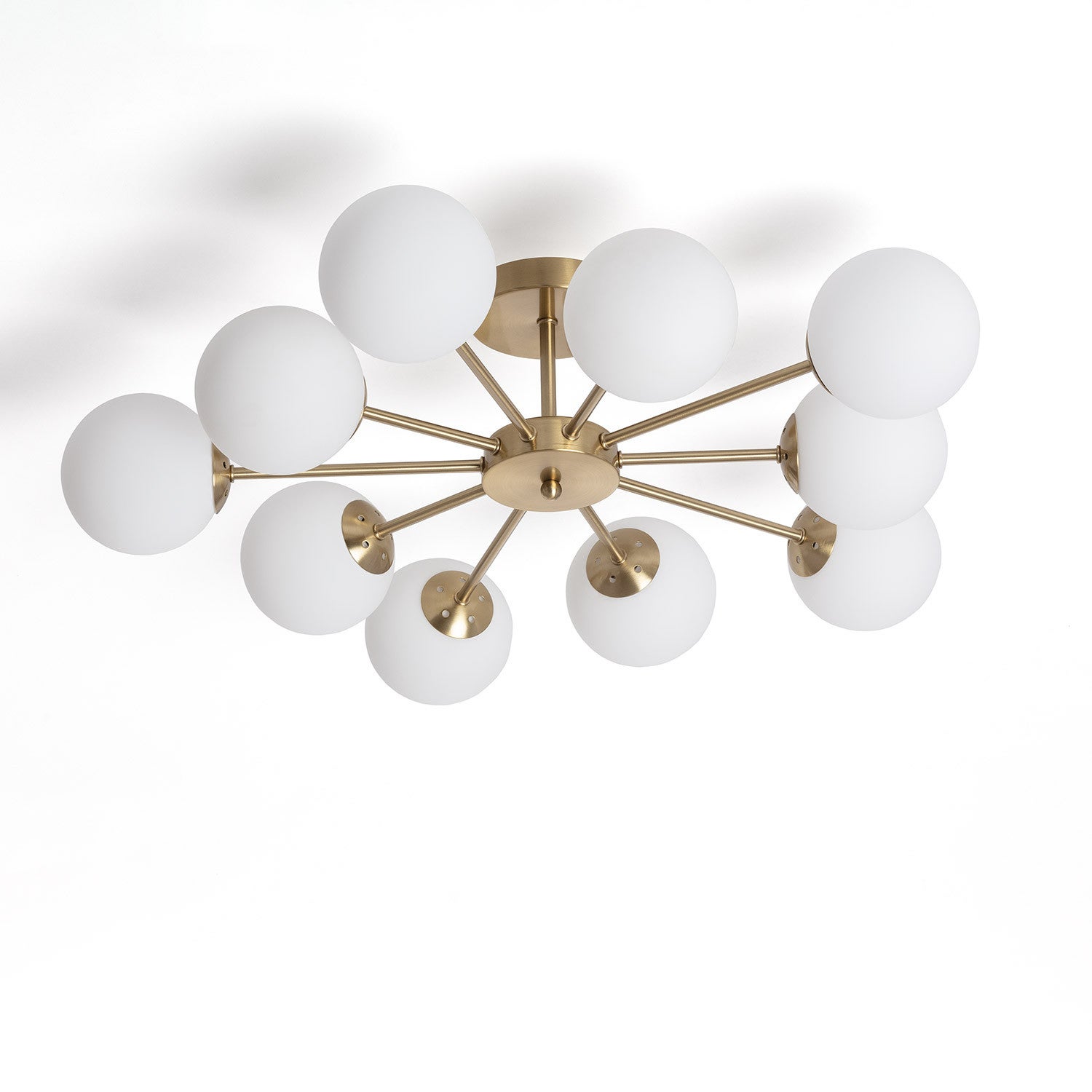 Plafonnier Métal et Verre Moonlight Brass 10 Spots Doré | Leroy Merlin