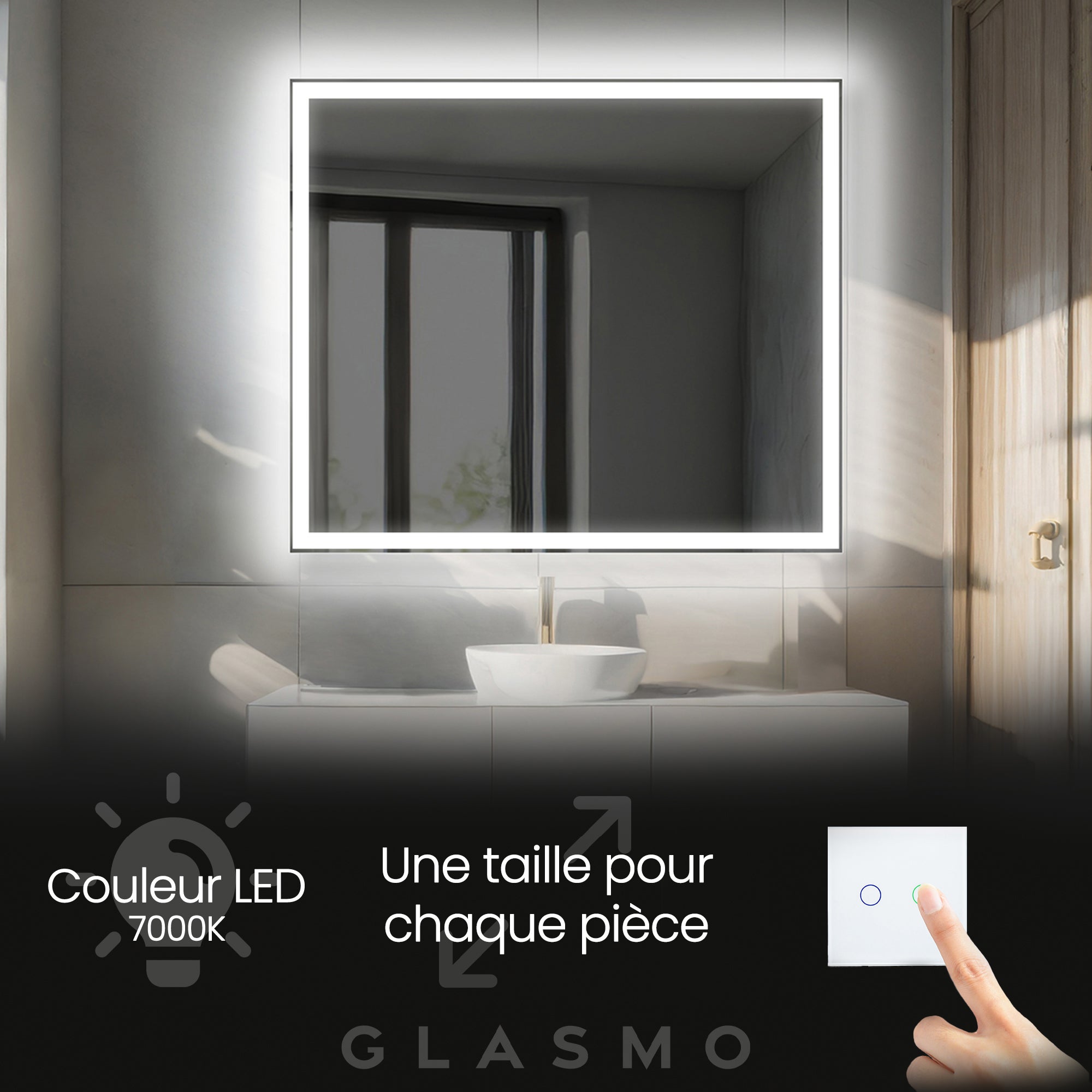 Miroir de salle de bain lumineux - AURORA - Miroir 150x80cm ...